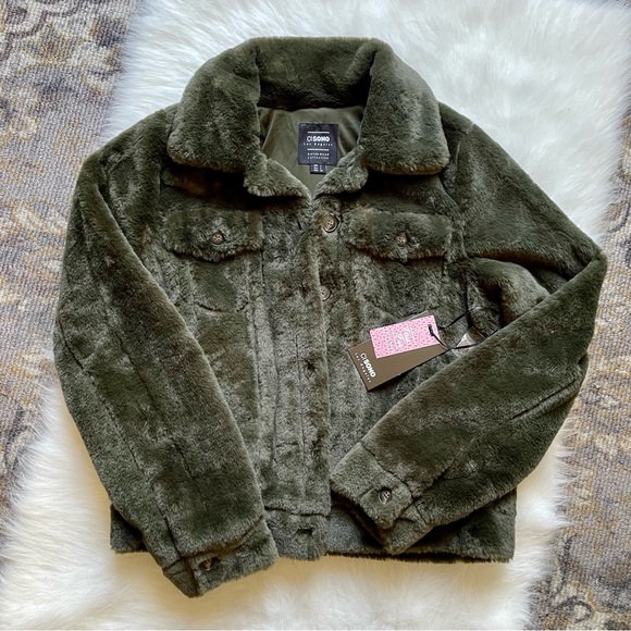 Ci Sono | Jackets & Coats | Ci Sono Olive Green Faux Fur Jacket Nwt ...